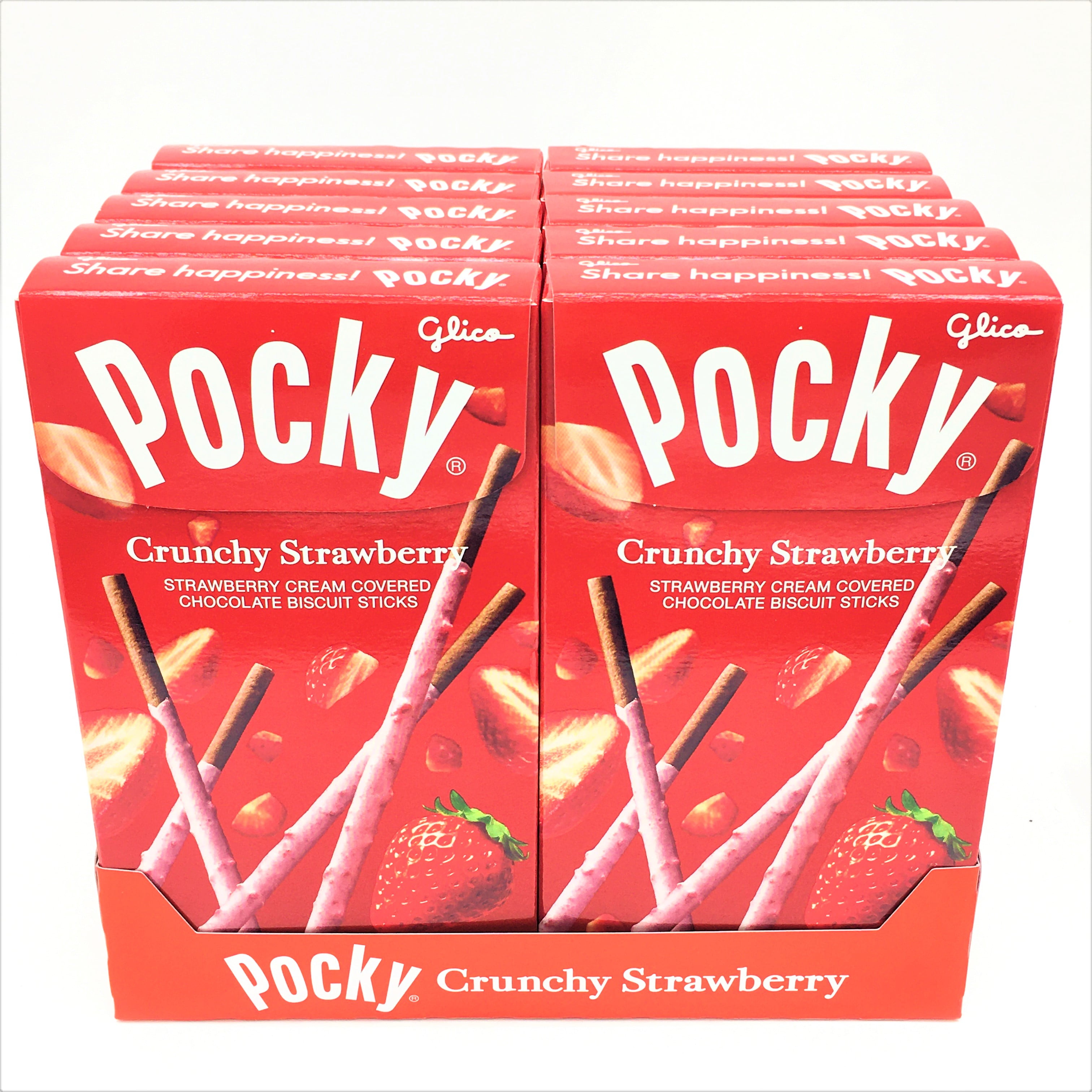 Glico Pocky Crunchy Strawberry Cream Covered Chocolate Biscuit Sticks 179oz X10