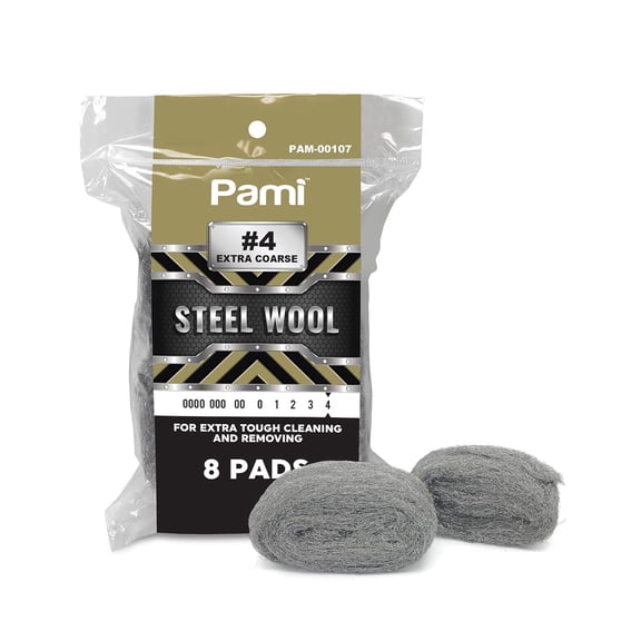 PAMI Steel Wool Scrub Pads, #4 - Extra Coarse, 8 pack Reusable Non ...