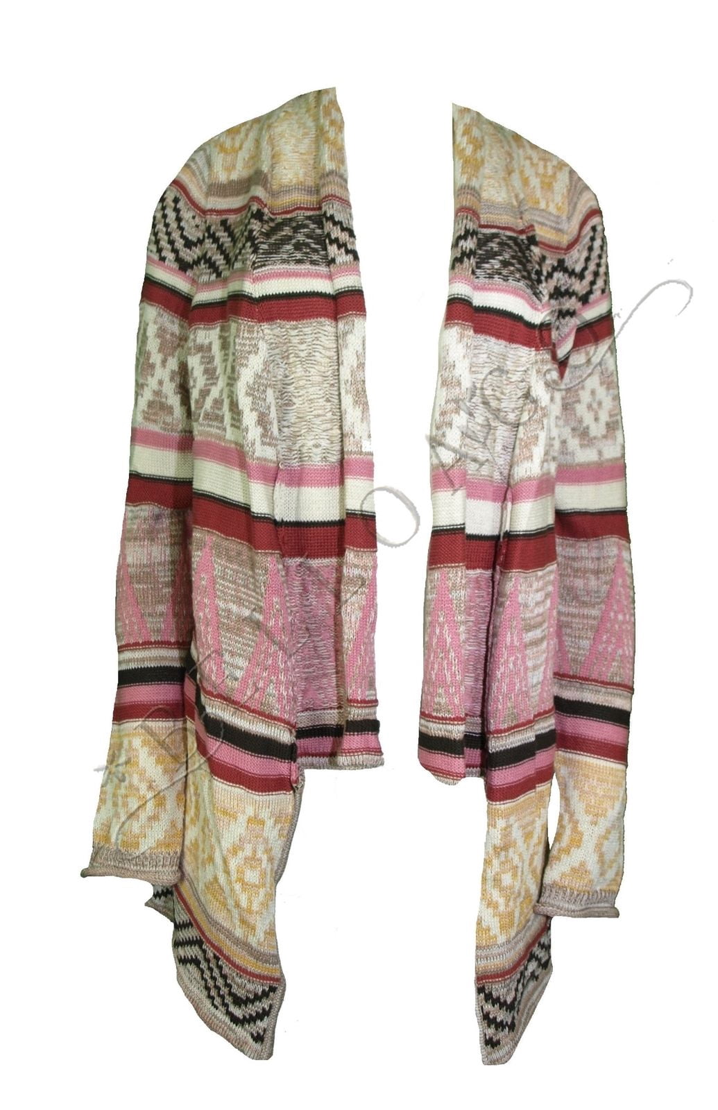 Rd Style Women's Pink Open Front Aztec Acrylic Cardigan Sweater, Multi ...