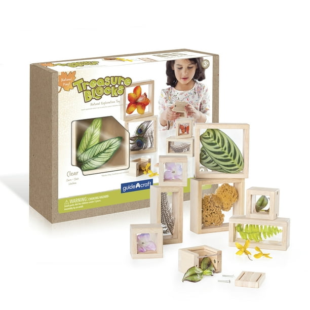 Guidecraft Treasure Blocks - Clear: Smooth Wooden Observation Stacking Blocks with Transparent ...