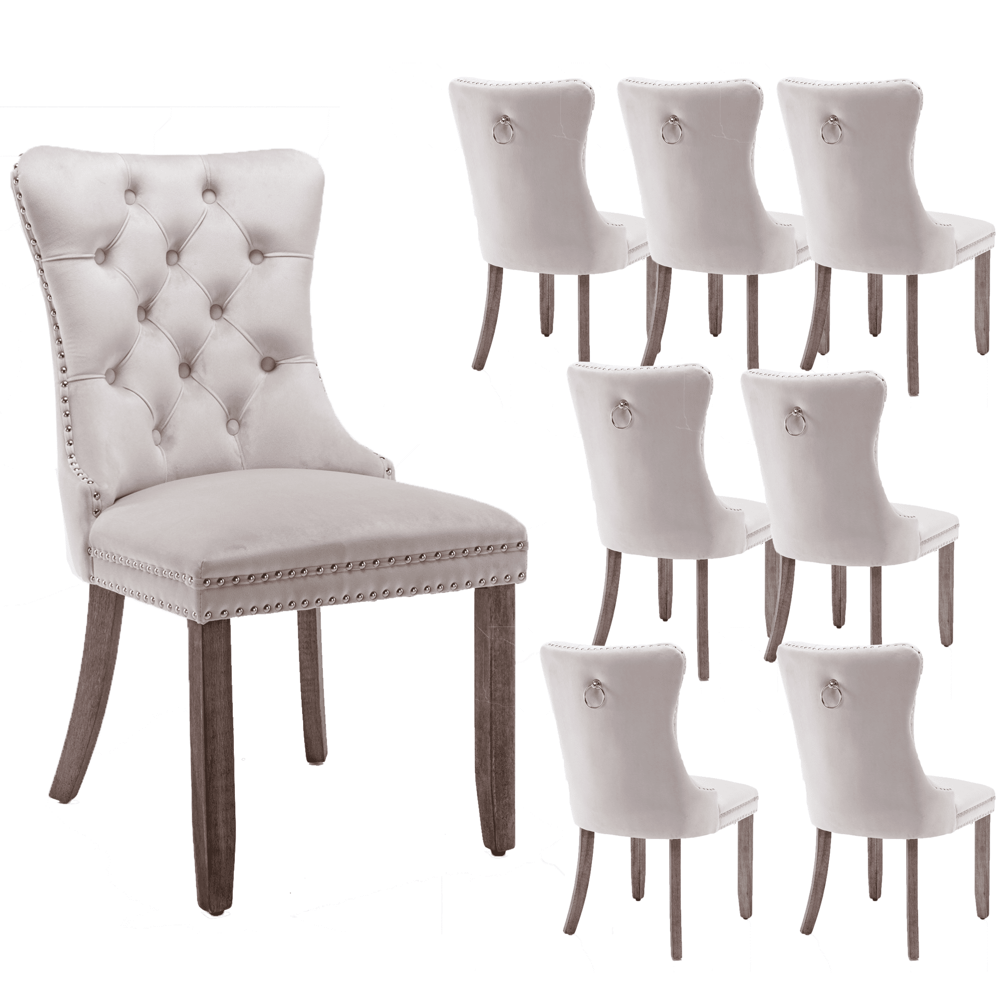 Contemporary Button Tufted Dining Chairs, High-end Velvet Upholstered ...