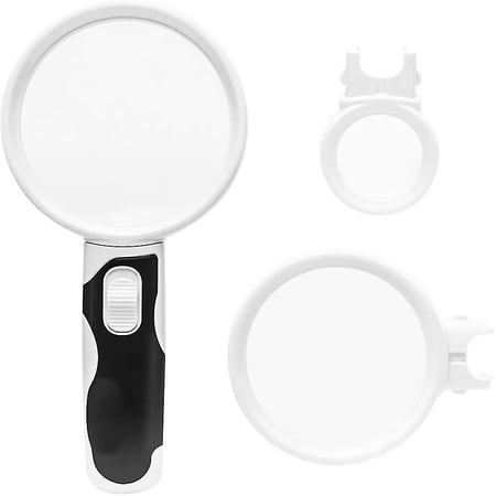SHTUUYINGG Magnifier Lighting Set 3 Detachable Glass Lenses 2.5x 5x 16x ...