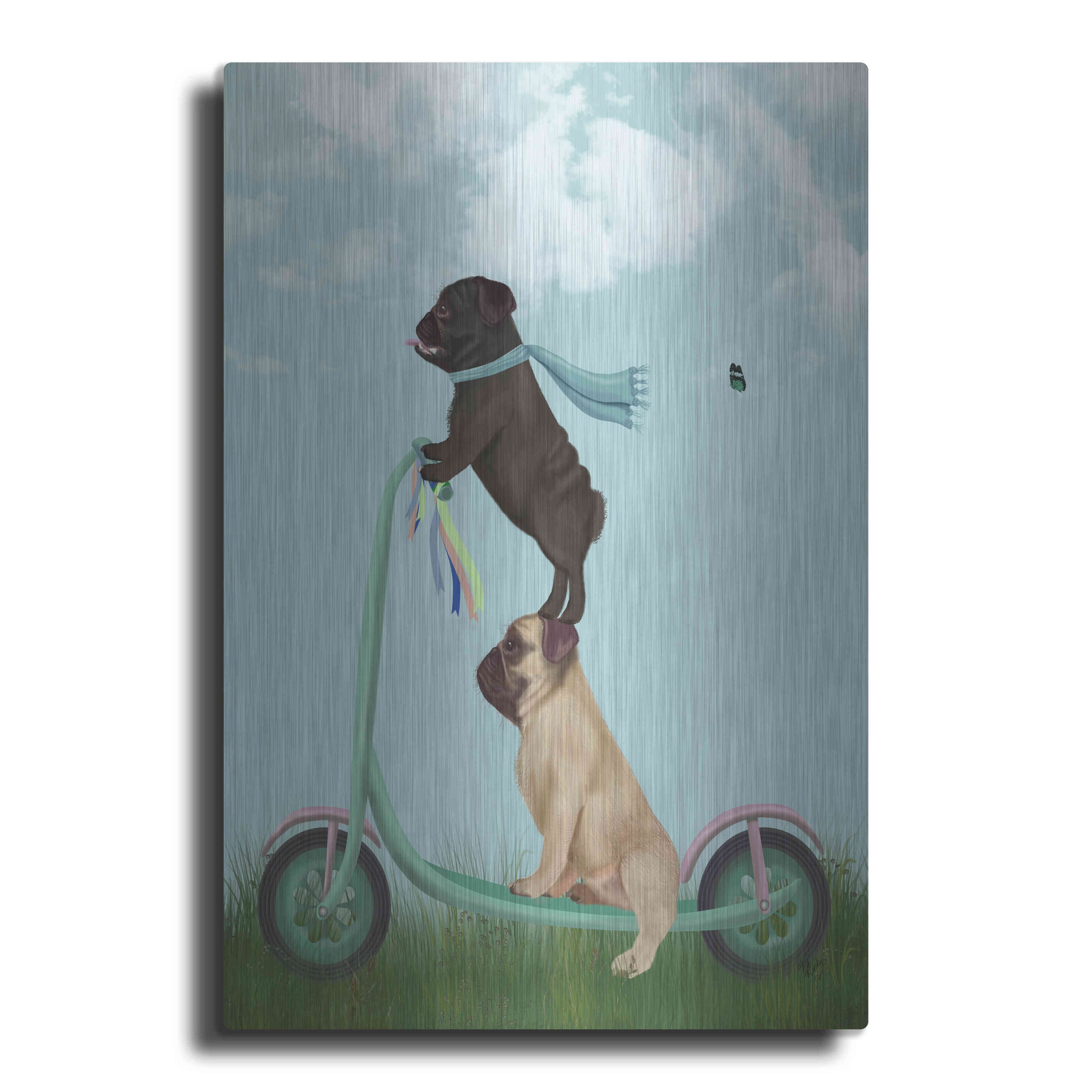 Luxe Metal Art 'Pug Scooter' by Fab Funky Metal Wall Art, 12"x16 ...