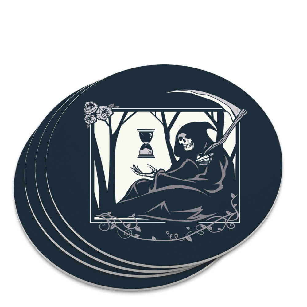 Death Grim Reaper Waiting With Hourglass Novelty Coaster Set - Walmart.com