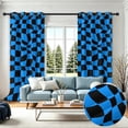 Blue and Black Wavy Checkered Pattern Blackout Curtains,Triple Weaved ...