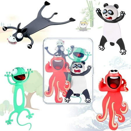 4 Pieces 3D Wacky Animal Bookmark Funny Cartoon Animal Book Marks ...
