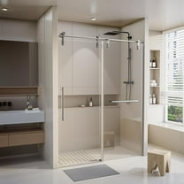 "Kullavik Frameless Sliding Shower Door, 56-60"" W x 75"" H, 5/16"" Clear Tempered Glass ...