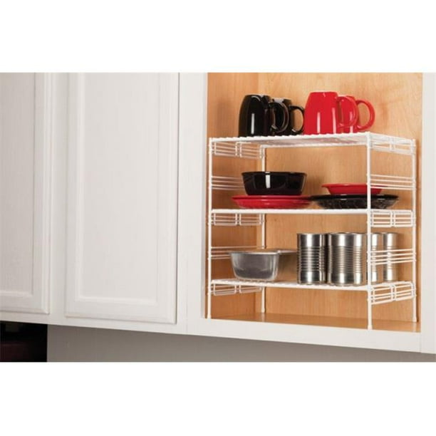 40916 3 Tier Large Adjustable Upper Cabinet Helper Shelf, White ...