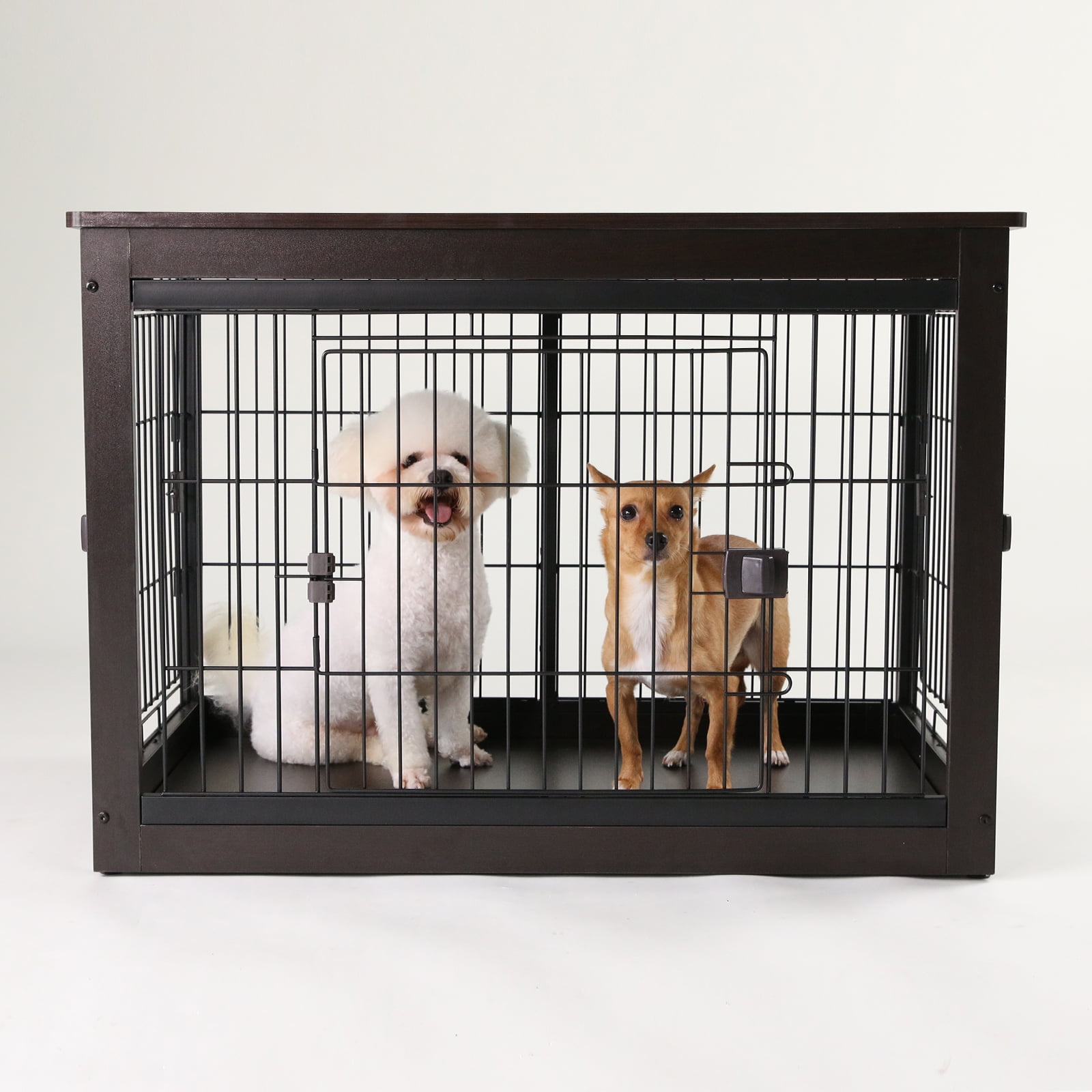 Dog Crate Home Furniture End Table Indoor Dog Cage with Mat, Three-Door ...