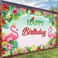 7x5ft Flamingo Birthday Backdrop Tropical Floral Flamingo Happy ...