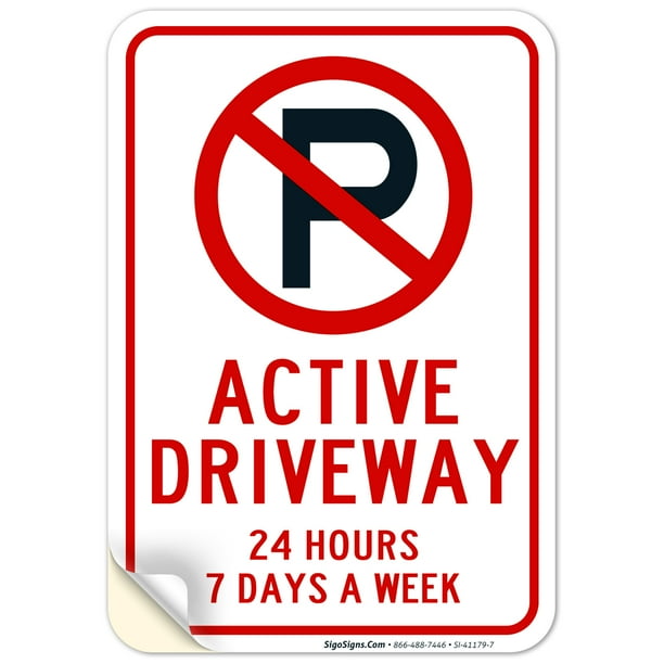 No Parking Active Driveway 24X7 Sign, 10x7 Vinyl Sticker - Walmart.com