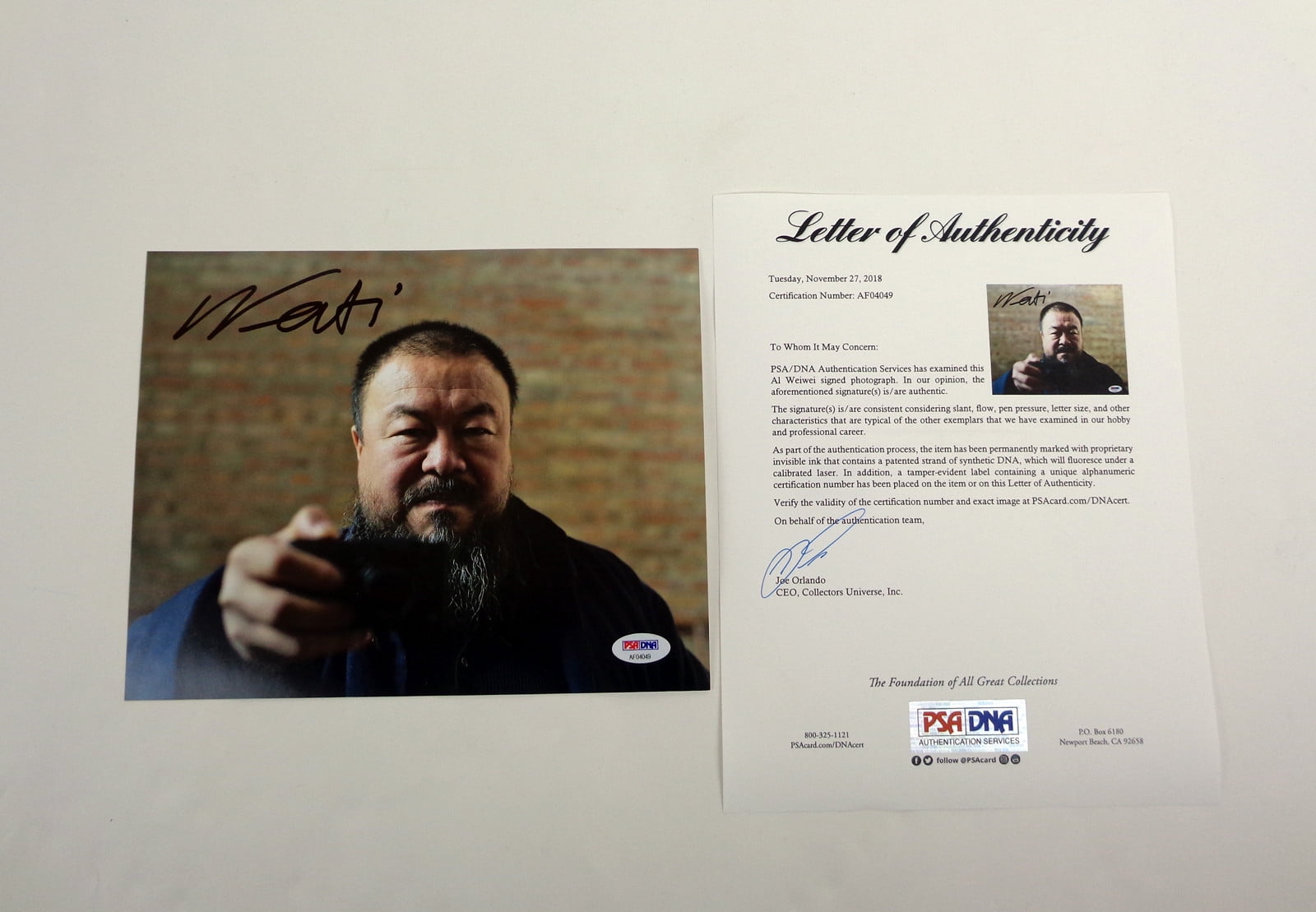 Ai Weiwei Chinese Artist Signed Autograph 8x10 Photo PSA/DNA COA #1 ...