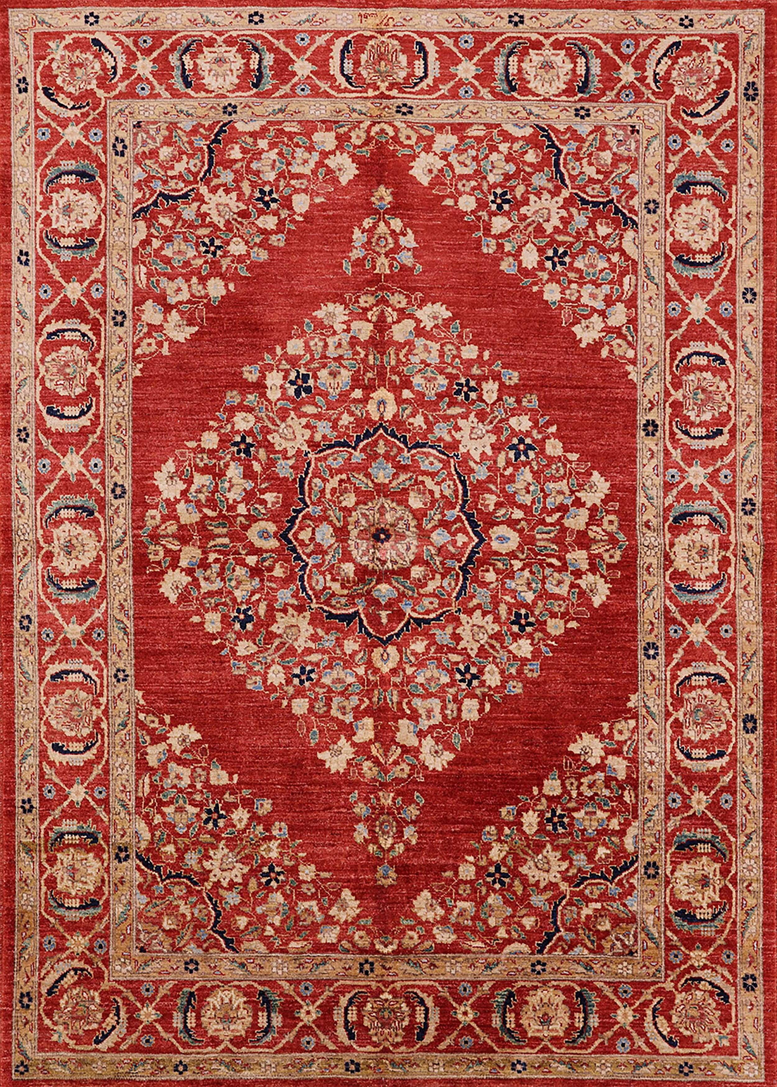 Ahgly Company Indoor Rectangle Mid-Century Modern Red Oriental Area ...