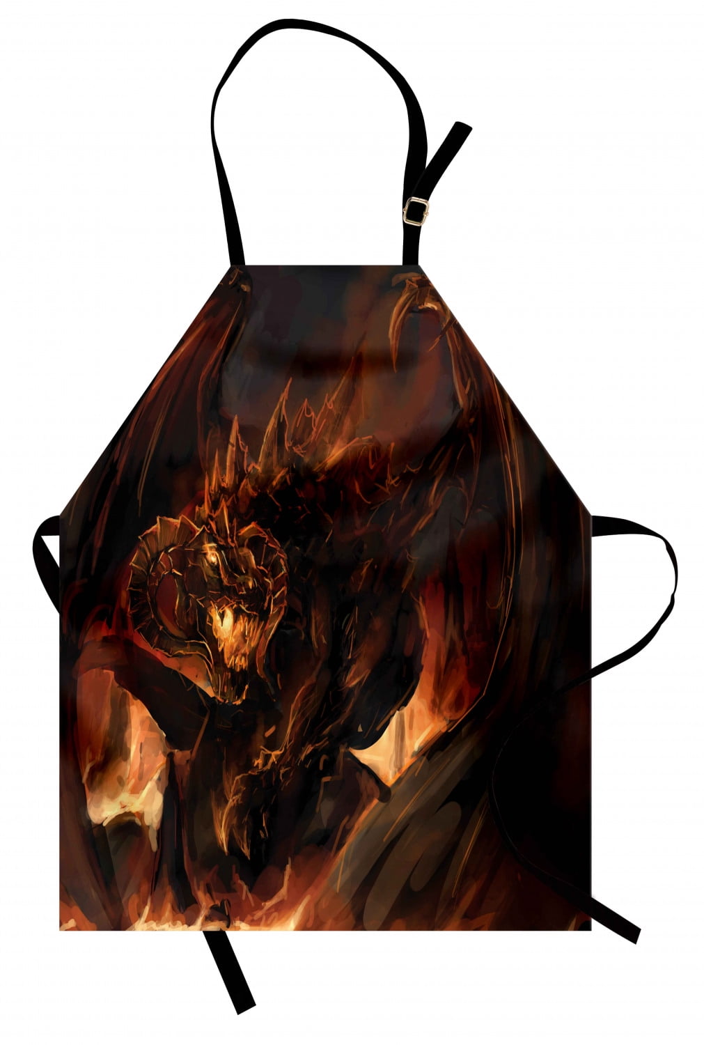 Dragon Apron Demonic Angry Molten Dragon with Horns Burning in Flames ...