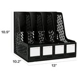 Deli Magazine File Holder, 4 Compartments, Plastic Desktop Organizer ...