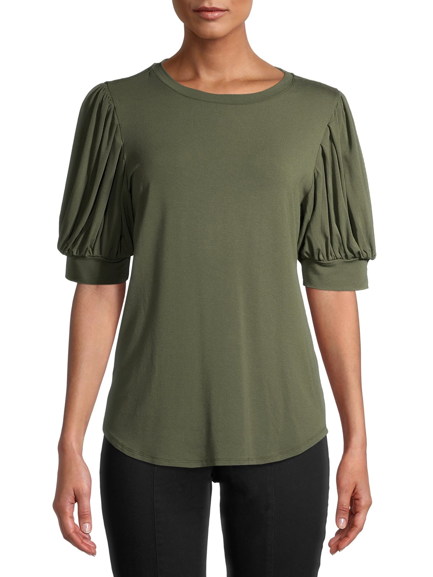 Time and Tru Women's Puff Sleeve Top - Walmart.com