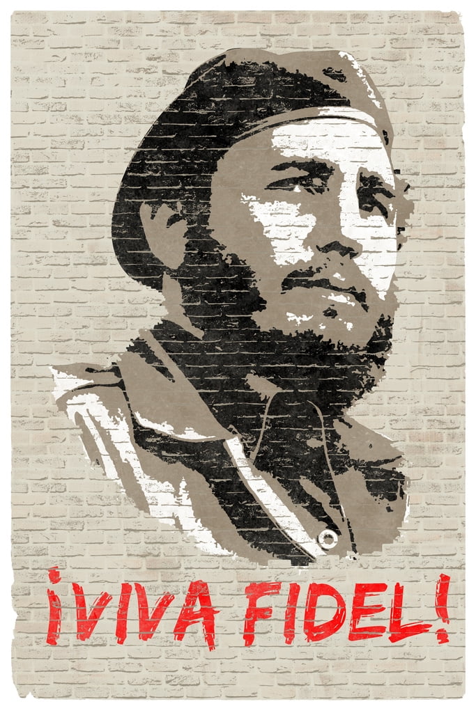 Viva Fidel Castro Portrait Cuba Graffiti Sign Poster Communist Dictator ...