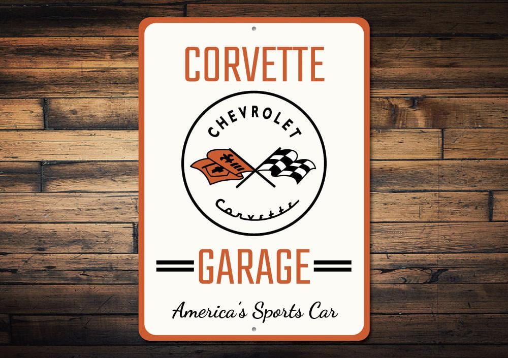 Corvette Sports Car Novelty Decor, Metal Wall Sign - 10x14 Inches ...