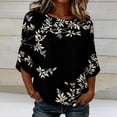 Arlun Plus Size Floral Print 3/4 Sleeve Linen Tops for Women Casual ...