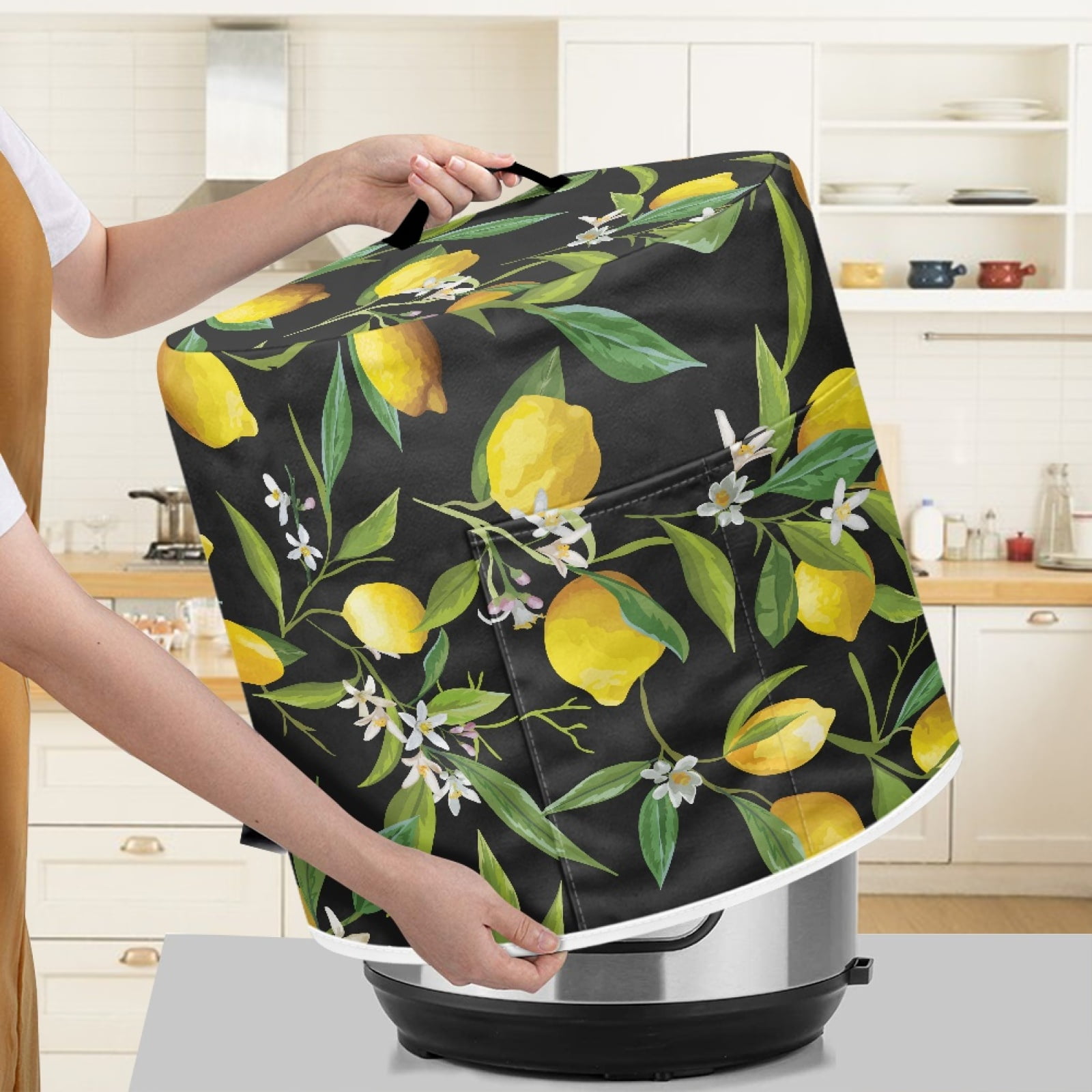 Xoenoiee Lemon and Floral Pattern Kitchen Appliance Dust Cover with ...