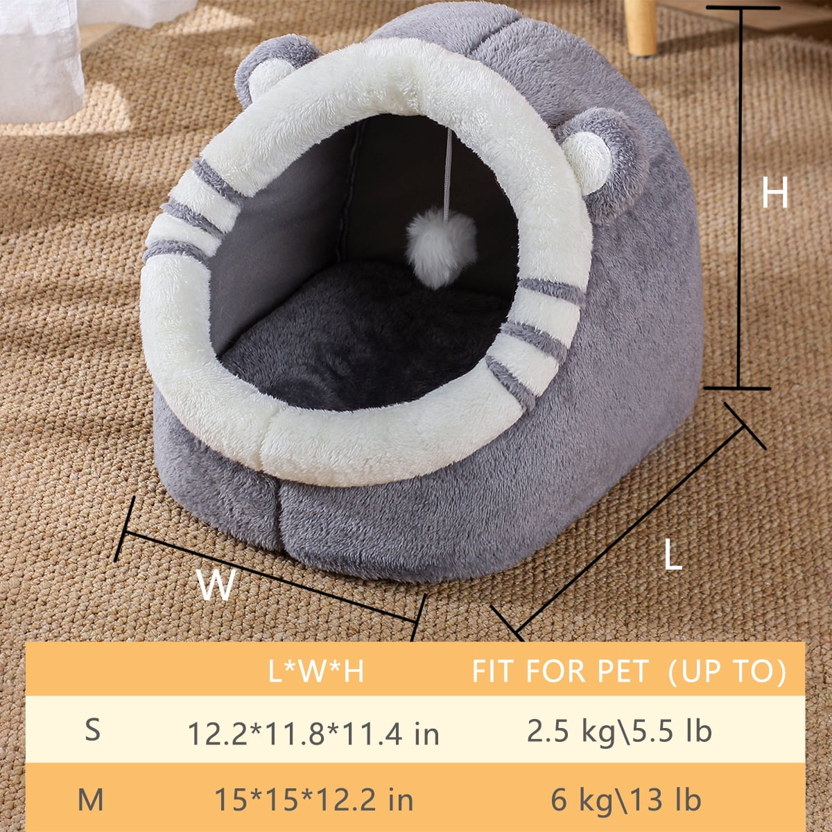 Adorable Outdoor Soft Pet House For Small Cats & Dogs, Plush Cat Bed ...
