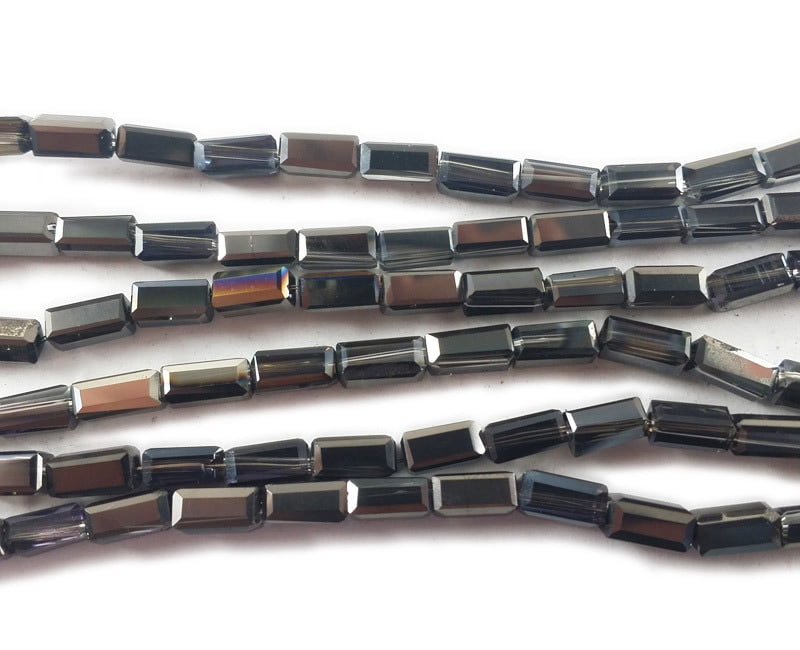 3x6.5mm Metallic Steel Rectangle Glass Beads Genuine Gemstone Natural ...