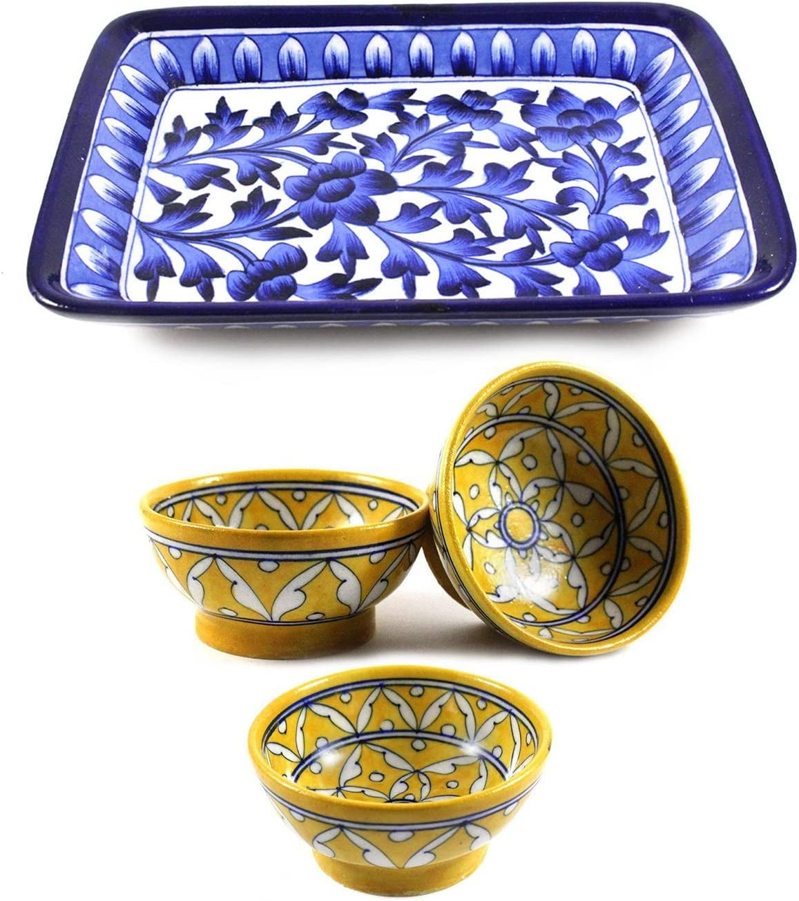 India Meets India Handicraft Ceramic Dessert serving 3 Bowls 50 ml and ...