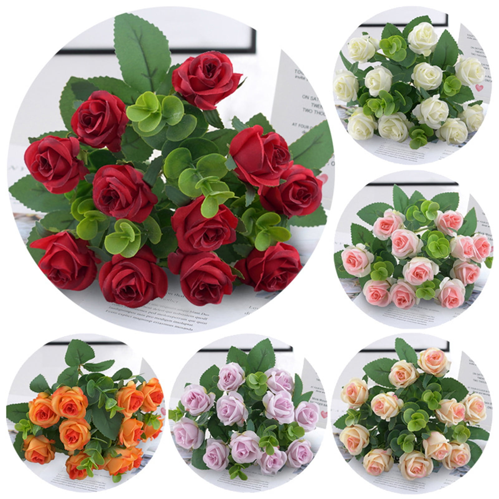 Washranp Artificial Rose with Realistic Green Leaves,Easy Care Non ...