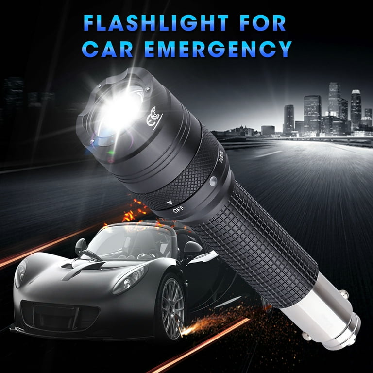 LED Flashlight Rechargeable with 12V Cigarette Lighter Socket and USB Charger for Vechicle Car Easy to Carry