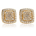 Yellow Gold 925 Sterling Silver Hip Hop 3D Cube Square Cluster Stud ...