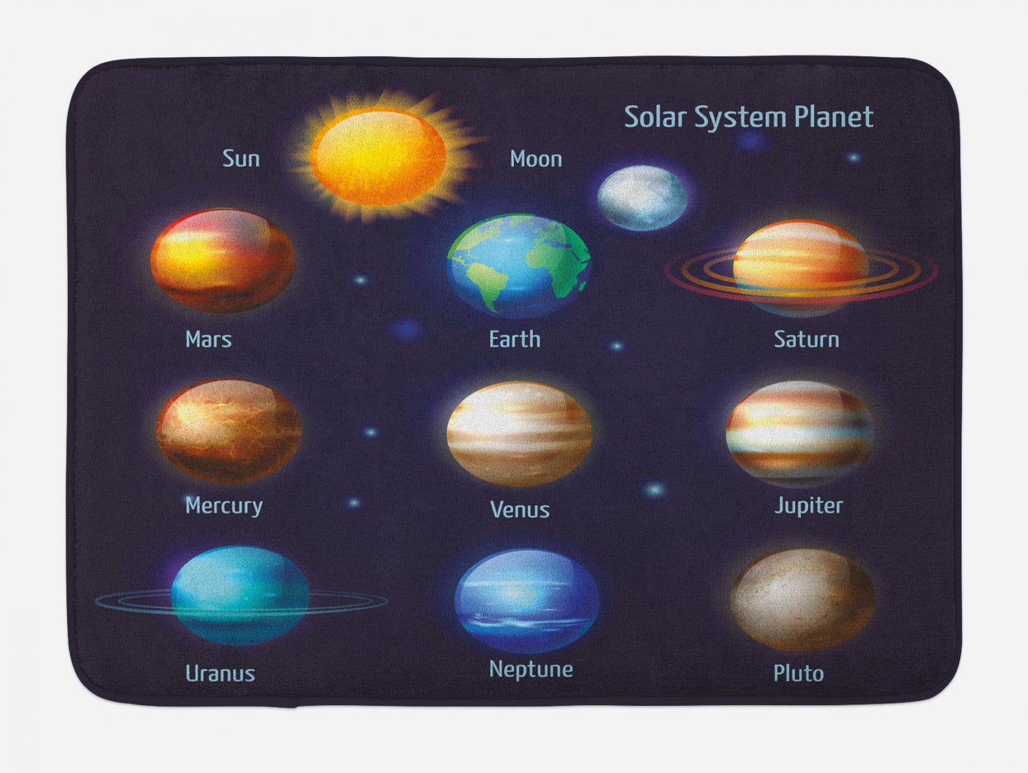 Educational Bath Mat, Solar System Planets and the Sun Pictograms Set ...