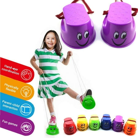 2 Pairs Cup Walking Stilts Random Color Children Jump Toy with ...