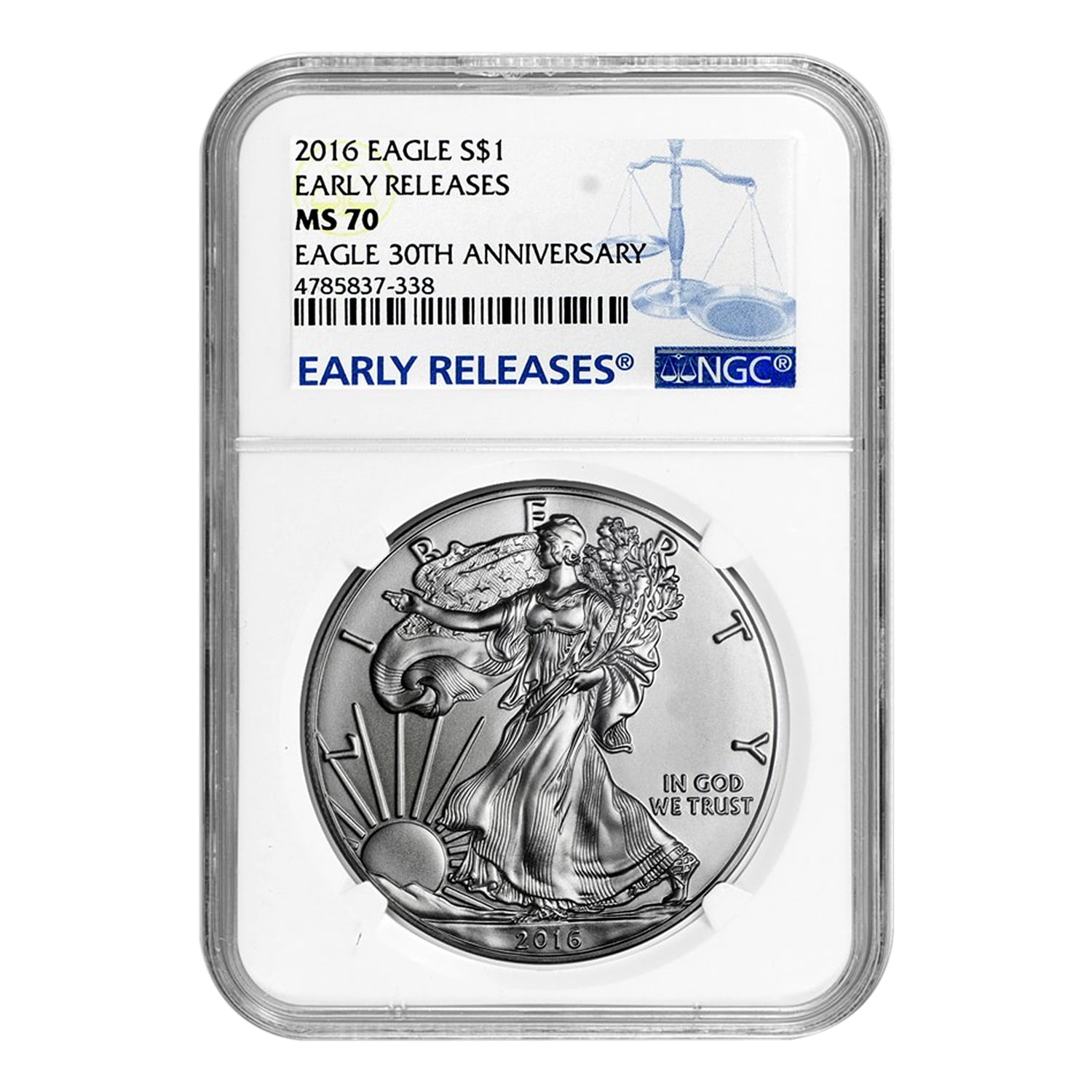 2016 $1 American Silver Eagle MS70 NGC 1 oz Uncirculated .999 Silver ...