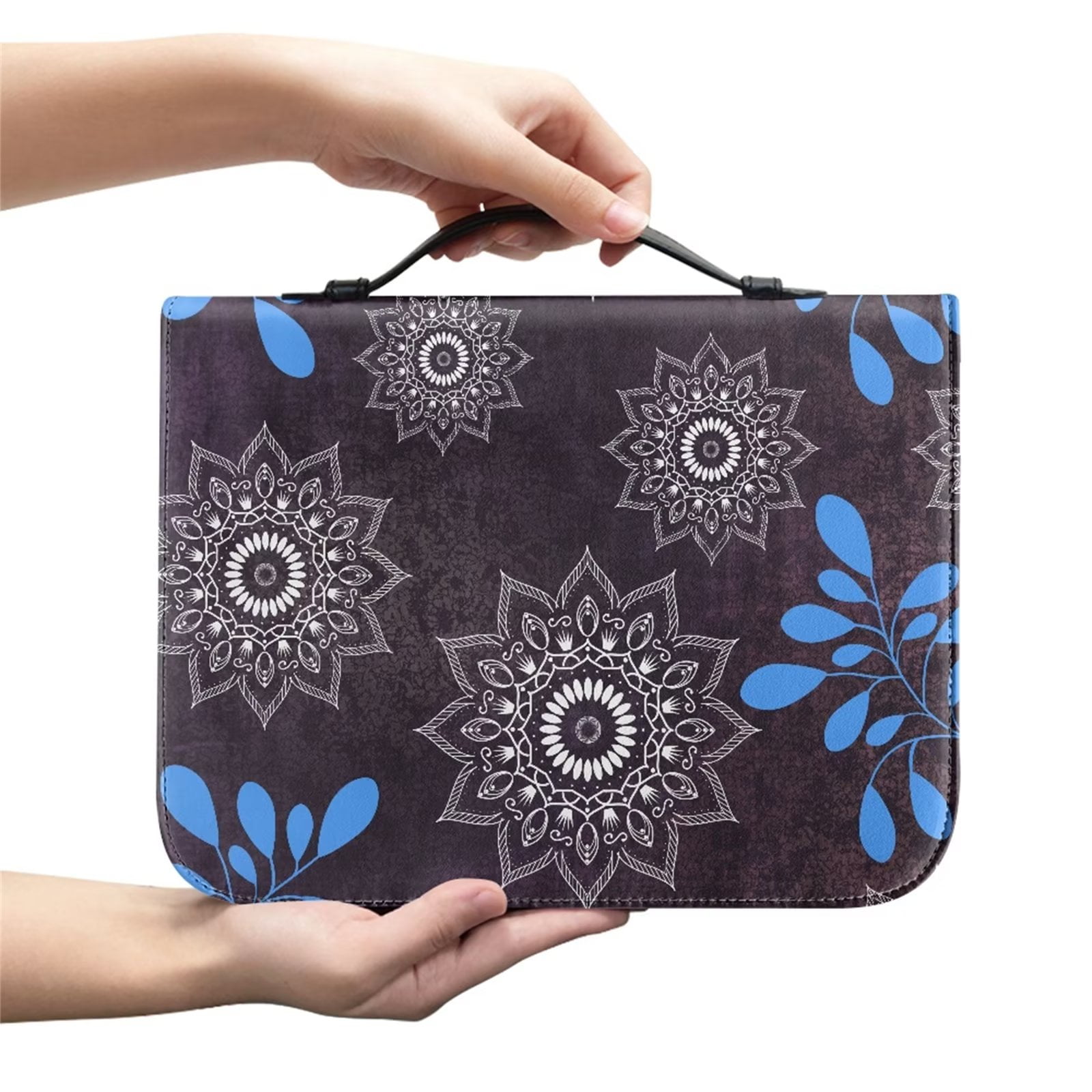 Renewold Aesthetic Boho Flower Mandala Bible Cover PU Leather for Women Portable Book Case ...