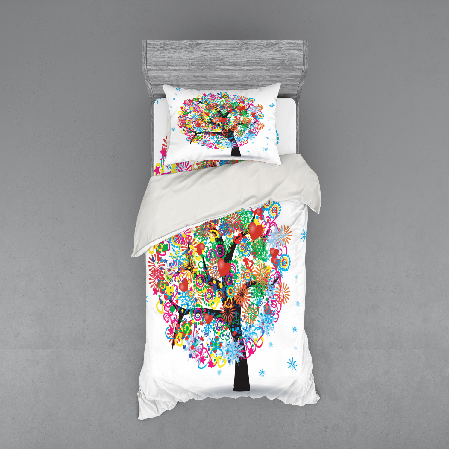 Ambesonne Tree Bedding Set 3 Pcs, Blooming Flowers Heart, Twin XL ...