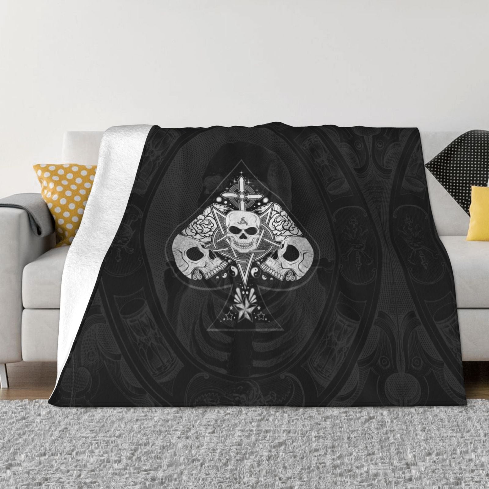 XMXT Throw Blanket, Skeleton Ace Symbol Print Machine Washable Blankets ...