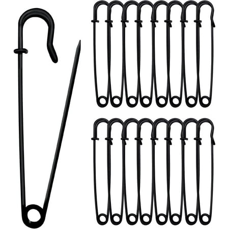 SHAR 15 Pieces (Black) Safety Pins 10cm Large Safety Pin, Large Safety ...