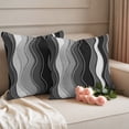 Abstract Outdoor Throw Pillow Covers Set of 2, Black Gray Gradient ...