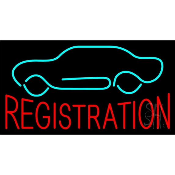 Red Registration Car Logo LED Neon Sign 13 x 24 - inches, Clear Edge ...