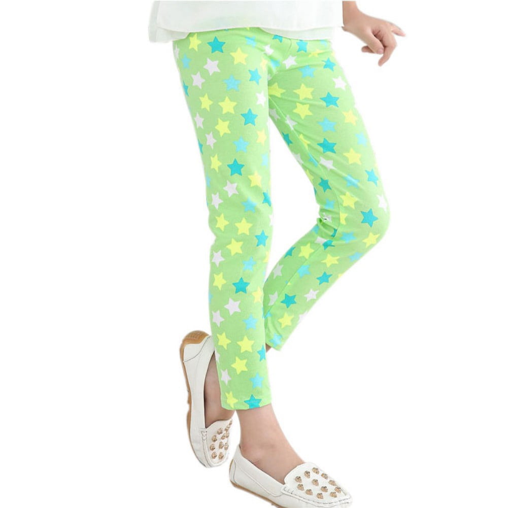 2-14T Cute Printed Leggings Girls Stretch Footless Pants Ankle Length ...