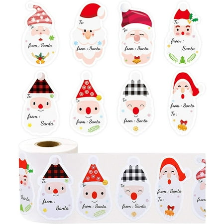 500 Pieces 8 Styles to from Santa Stickers Label Christmas Tag Party ...