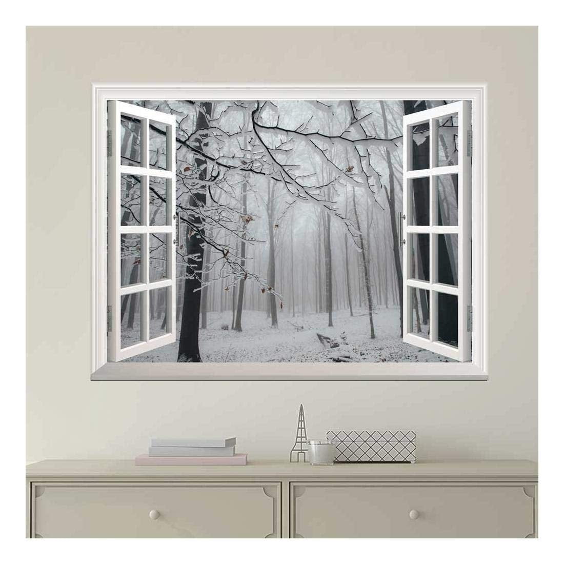 Wall26 Forest Window View Peel & Stick Wallpaper, 24x32 inches ...