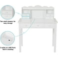 White Desk with Drawers, Study Work Desk Table for Home Office Writing ...