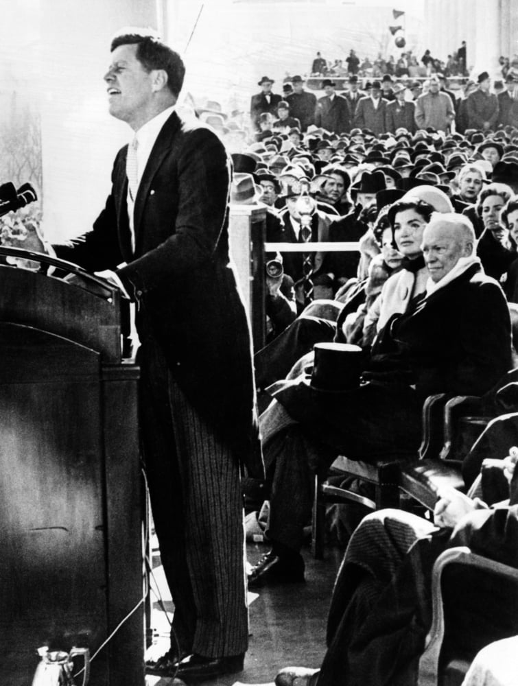 President John Kennedy Delivering His Inaugural Address Outgoing ...