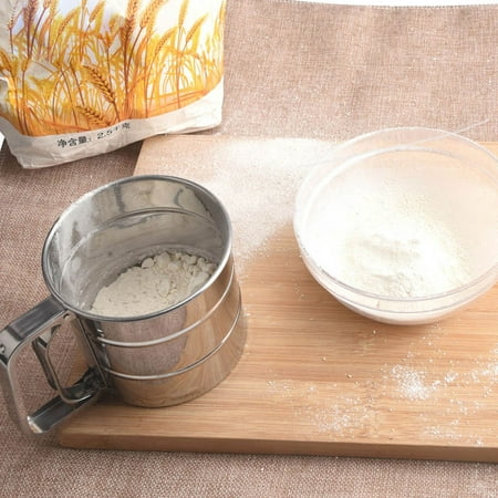 Flour Sieve Cup Stainless Steel Mesh Shaking Strainer with Handle Cake ...