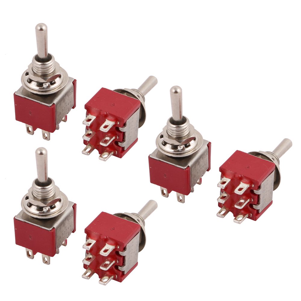 6pcs AC125V/5A 250V/2A DPDT ON-OFF-ON 3 Position Toggle Switch 6 ...
