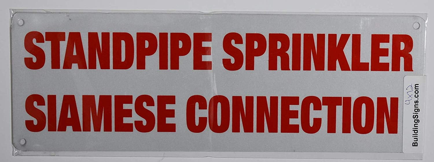 Standpipe Sprinkler Siamese Connection Sign(White Reflective,Aluminium ...