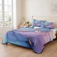 90x96in Quilt Bedding Set, Blue Purple Gradient Marble Texture ...