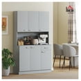 71" Kitchen Pantry Cabinet with Microwave Stand - Tall Storage Hutch, 6 ...