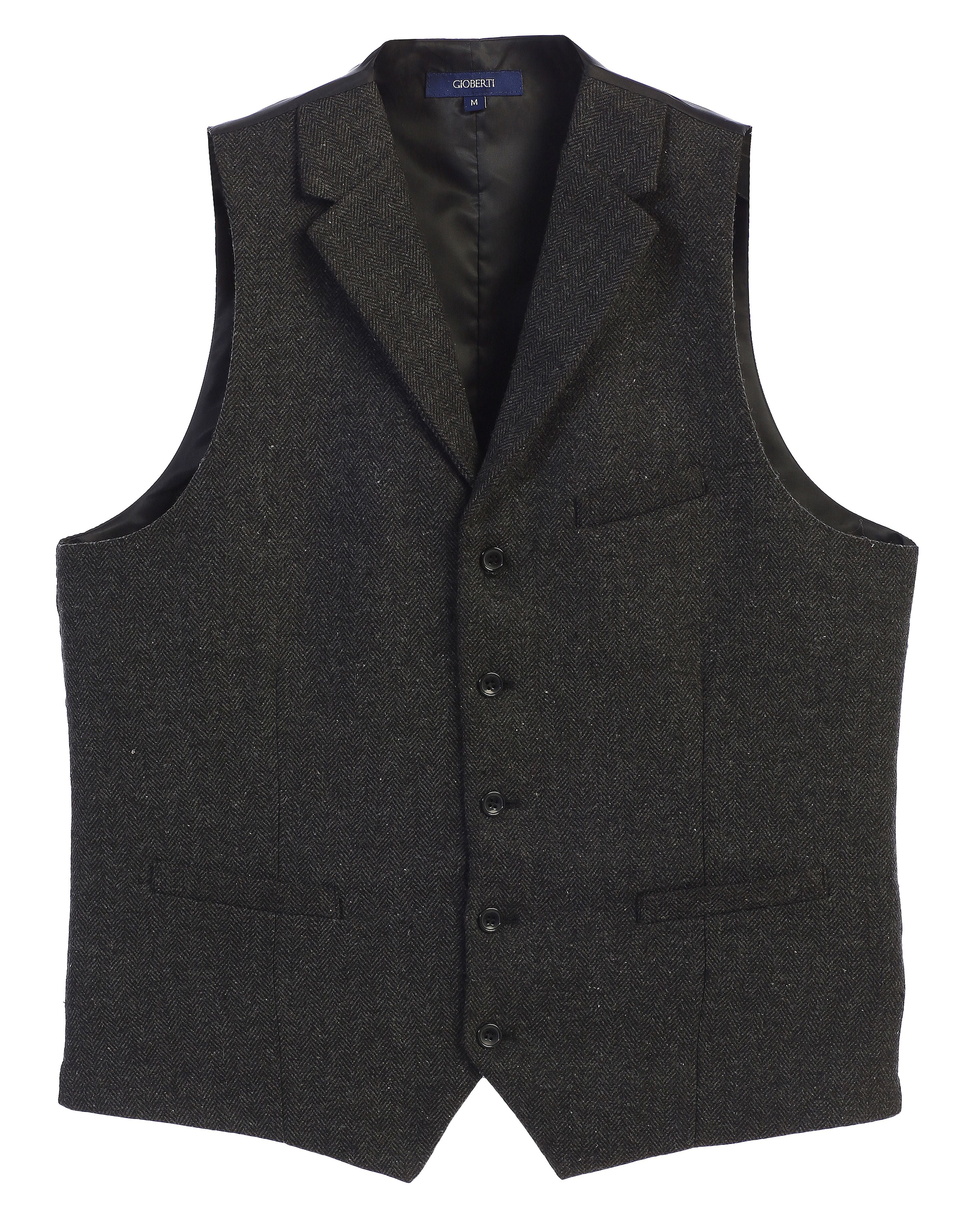 Gioberti Men's 5 Button Tailored Collar Slim Fit Formal Herringbone ...